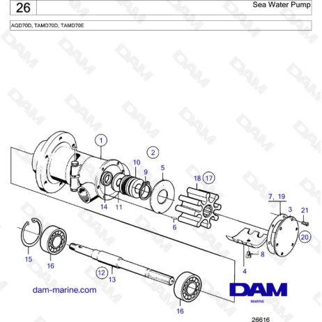 Volvo Penta TAMD70D / TAMD70E - Sea Water Pump - DAM Marine