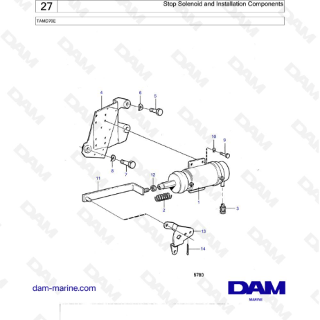 Volvo Penta TAMD70E - Stop Solenoid and Installation Components - DAM ...