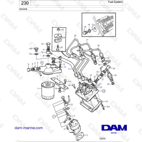 Volvo Penta MD2040B - Fuel System - DAM Marine