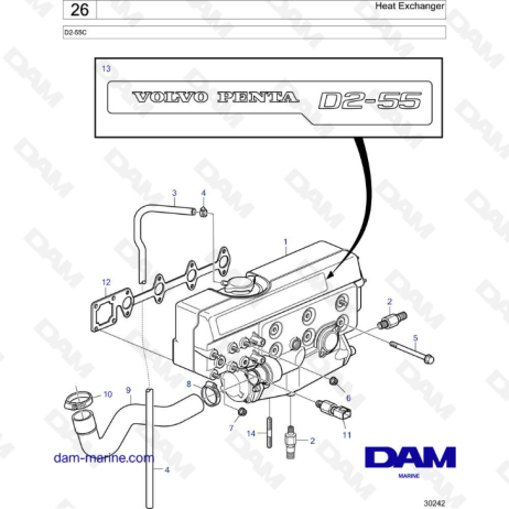 Volvo Penta D2-55C - Heat exchanger - DAM Marine