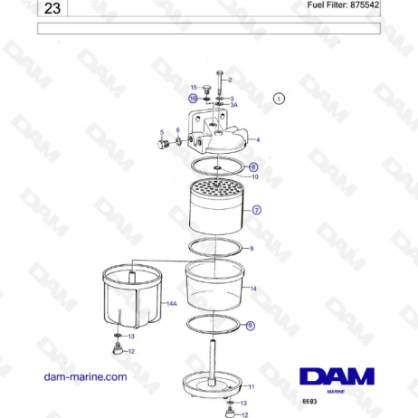 Volvo Penta MD21B / AQD21B - Filtre à gasoil - DAM Marine