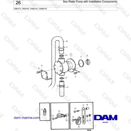 Volvo Penta TMD41A / TMD41B / TAMD41A / TAMD41B - Sea water pump with ...