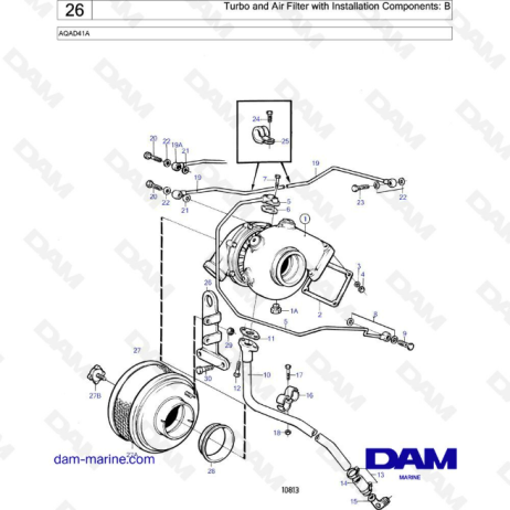 Volvo Penta AQAD41A - Turbo & air filter with installation components ...