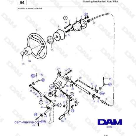 Volvo Penta AQD40A/AQAD40A/AQAD40B - Steering mechanism roto pilot ...