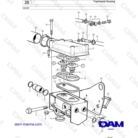Volvo Penta KAD32P - Thermostat housing - DAM Marine