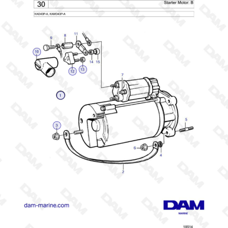Volvo Penta KAD43P-A / KAMD43P-A - Starter motor: B - DAM Marine