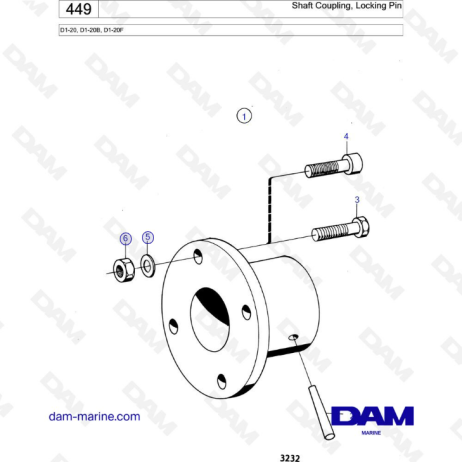 Volvo Penta D1-20 / D1-20B / D1-20F - Shaft coupling, locking pin - DAM ...