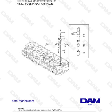 Yanmar 6LY3-ETP/STP/UTP/STC/UTC - Fuel injection valve - DAM Marine