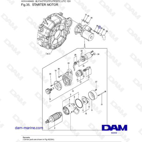 Yanmar 6LY3-ETP/STP/UTP/STC/UTC - Starter motor - DAM Marine
