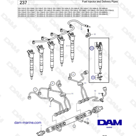 Volvo PEnta D3-110 / D3-140 / D3-150 / D3-170 / D3-200 / D3-220 - Fuel ...