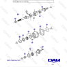 Exploded view Bearing Carrier and U-joint, GKN Volvo Penta DP-SM outdrive